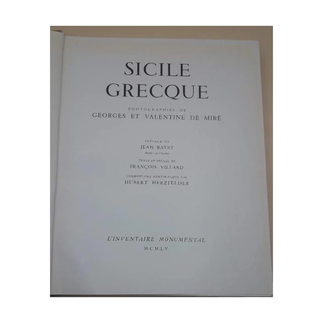 SICILE GRECQUE- PHOTOGRAPHIES De Georges Et Valentine De Mire'( 1955 ...