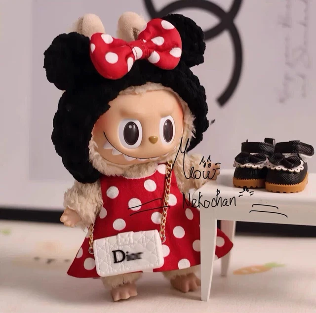 LABUBU LABUBU RED Dress 17cm Plush Clothes Costume Minnie Mouse Plush ...