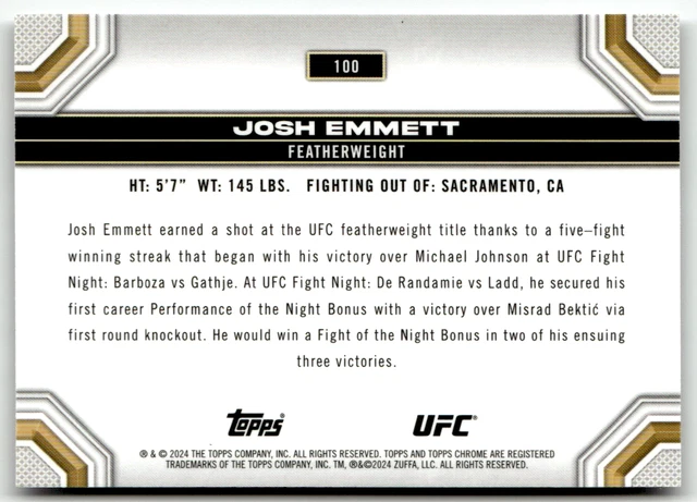 TOPPS CHROME 2024 UFC No. 100 Josh Emmet X-FRACTOR EUR 1,82 - PicClick ES