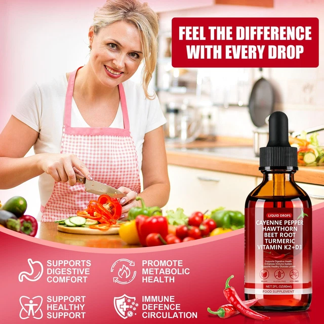 CAYENNE PEPPER DROPS, Natural Plant Extract Care Drops with Hawthorn ...