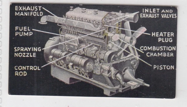 VINTAGE 1937 SCIENCE Trade Card COMPRESSION-IGNITION ENGINE $4.99 ...