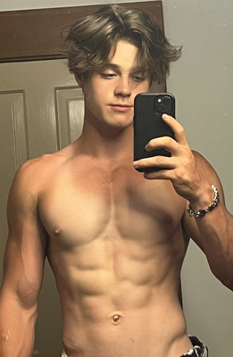 SHIRTLESS MALE BEEFCAKE Muscular Physique Shaggy Hair Jock Hunk PHOTO ...