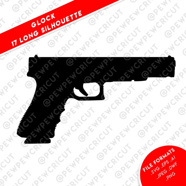 GLOCK 17 LONG Silhouette SVG - Gun Cricut Files - Glock Silhouettes ...