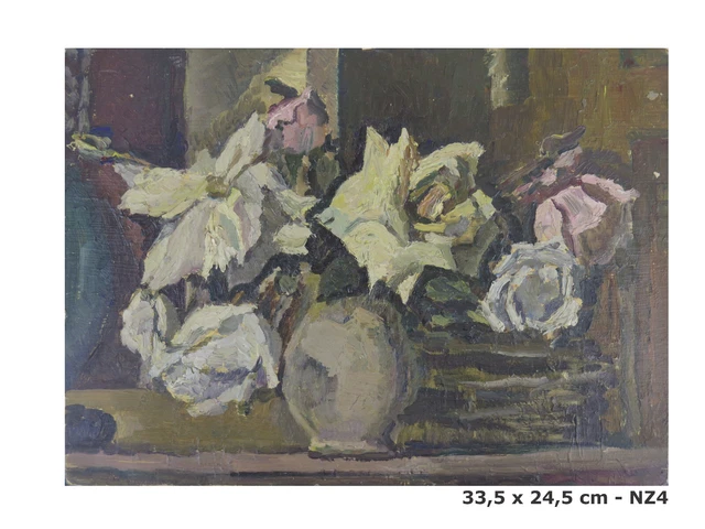 TABLEAU FLEURS ŒUVRE Du Peintre Français Leon Nancey Peinture Huile ...
