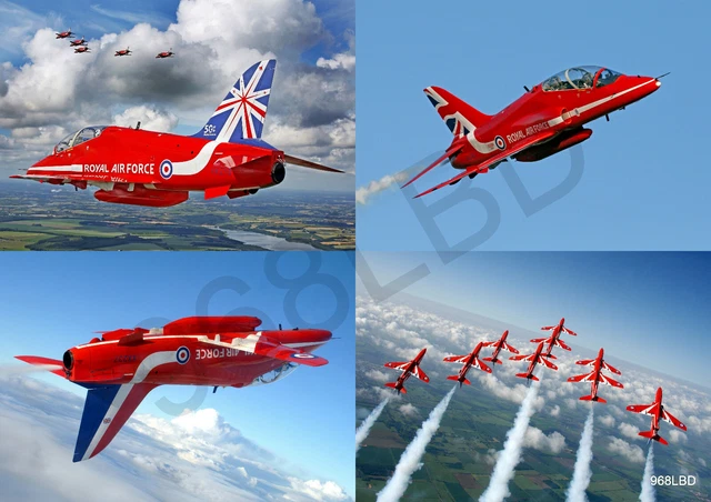 AVIATION PHOTO PRINT A4 size RAF 'Red Arrows' BAe Hawk T.1 Montage £4. ...