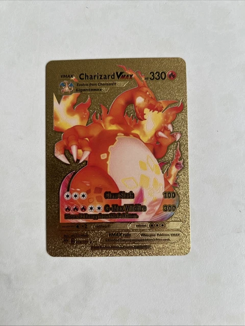 CHARIZARD VMAX HP330 Gold Metal Pokémon Card Collectible Gift Display ...