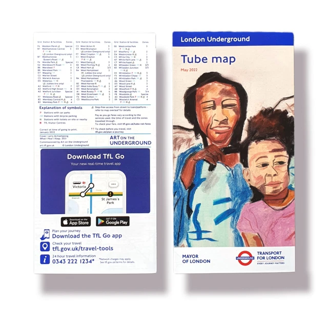 TUBE MAP LONDON UNDERGROUND TFL New Elizabeth Line 2022 Cross Rail ...
