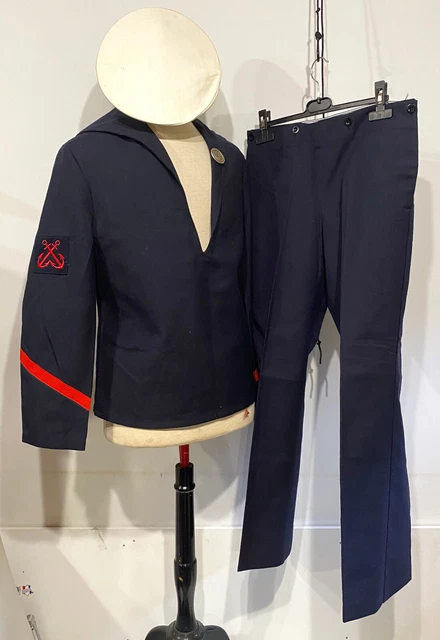 ANCIEN UNIFORME MILITAIRE Veste Pantalon Bachi post ww2 Marine Avec ...