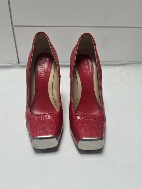 ALEXANDER MCQUEEN HEELS Red Square Toe Pumps red heels size 4.5 uk ...