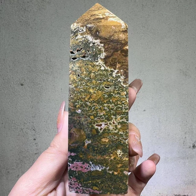 NATUAR OCEAN JASPER Crystal Obelisk Point Wand Stone Quartz Healing EUR ...