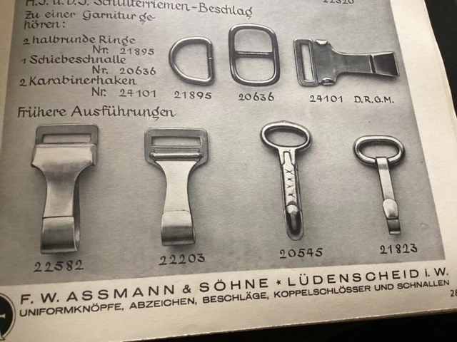 F.W. CATALOGUE UNIFORME militaire allemand Assmann & Söhne Seconde ...