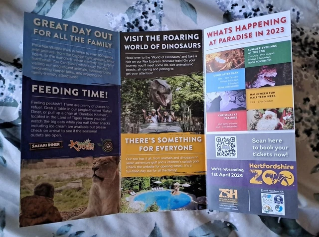 PARADISE WILDLIFE PARK (Hertfordshire) Promotional Leaflet - One Zoo ...