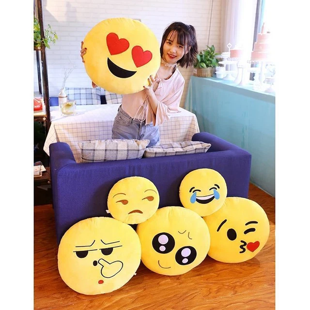SMILEY FACE CUSHION Emoji Cushion Pillow Plush cushion Yellow SMILEY ...