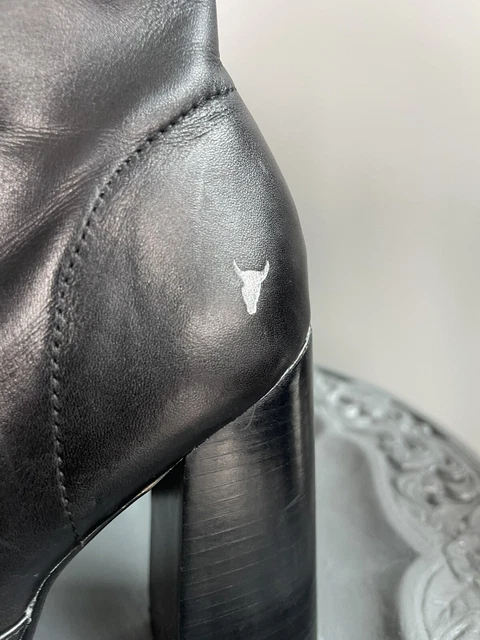 WINDSOR SMITH COURTNEY Black Leather Platform Block Heel Ankle Boot UK5 ...
