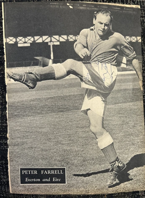 SIGNED 1950S PETER Farrell Everton Football A4 Poster Eire Autograph ...