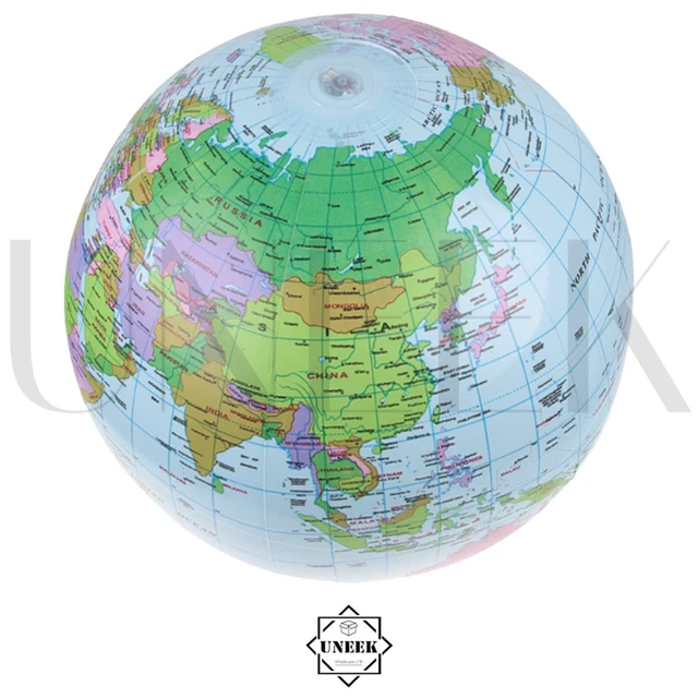 16& INFLATABLE BLOW Up Globe World Map Atlas Ball Educational Planet ...