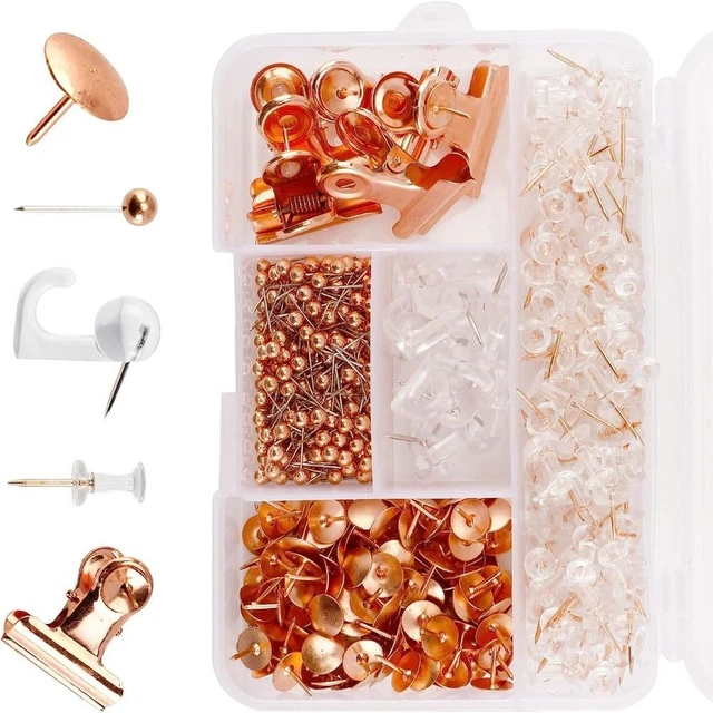 5-TYPES CLEAR PUSH Pins Rose Gold Thumb Tacks Wall Hangings Push Pins ...
