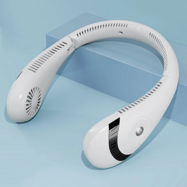 BLADELESS MINI SPORTS Fan Digital Display Foldable Neck Fans Outdoor ...