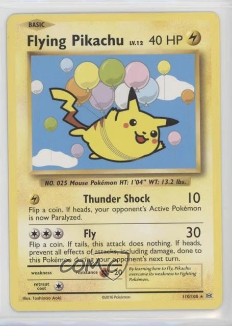 2016 POKÉMON XY Evolutions 20th Anniversary Flying Pikachu Secret #110 ...