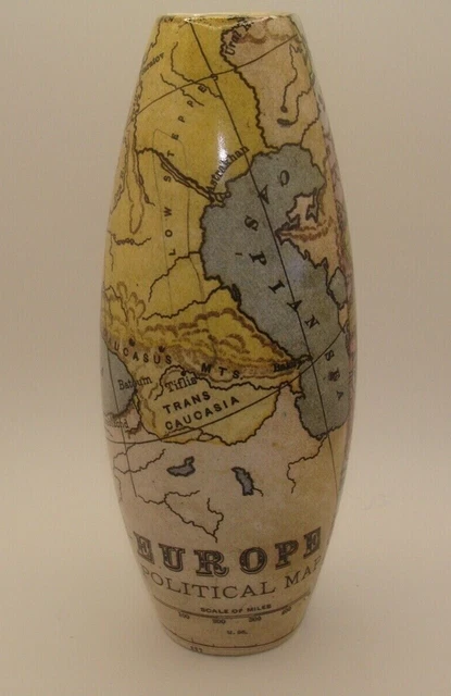 EUROPE VINTAGE POLITICAL Map Vase 3-G Imports Ceramic 8.75" tall £10.00 ...