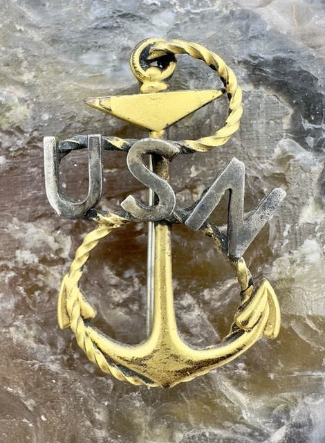 WW1 AUTHENTIC USN US Navy CHIEF PETTY OFFICER CPO CAP HAT BADGE ...