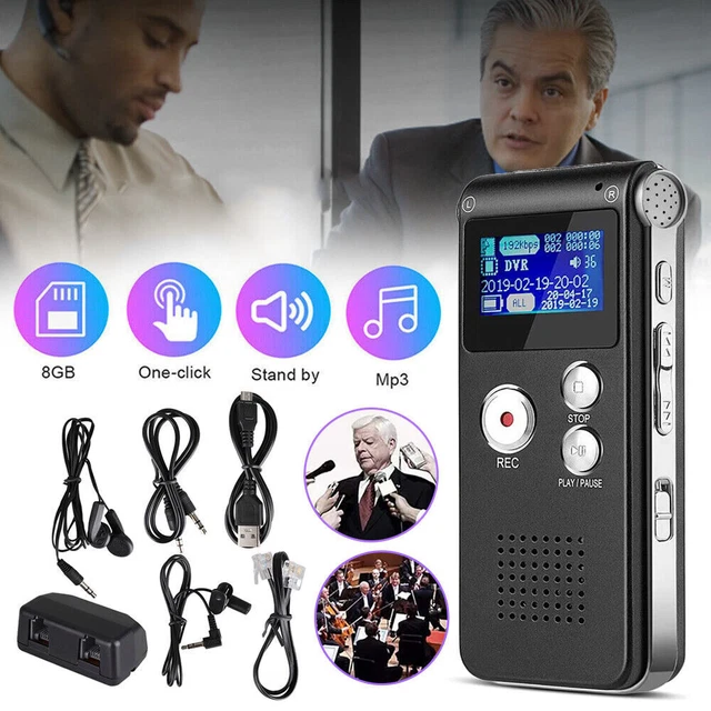 DIGITAL VOICE RECORDER Mini Voice Activated Spy Recorder Rechargeable ...