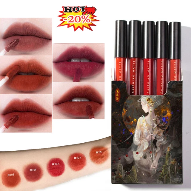 5X CHINESE STYLE Lip Gloss for Students Non Fading Non Stick Cup Box ...