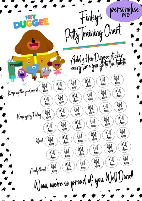 HEY DUGGEE POTTY Toilet Training Reward Chart Stickers Boys Girls A4 ...
