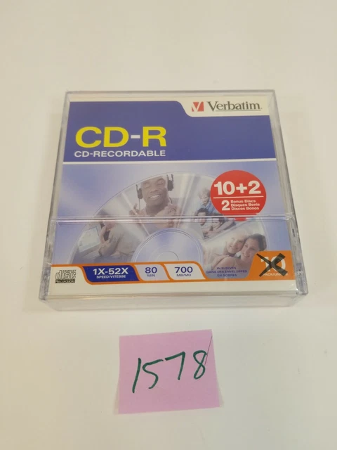 VERBATIM CD-R CD-RECORDABLE 1x-52x 80 min 700 mb Unopened NEW Qty 12 ...