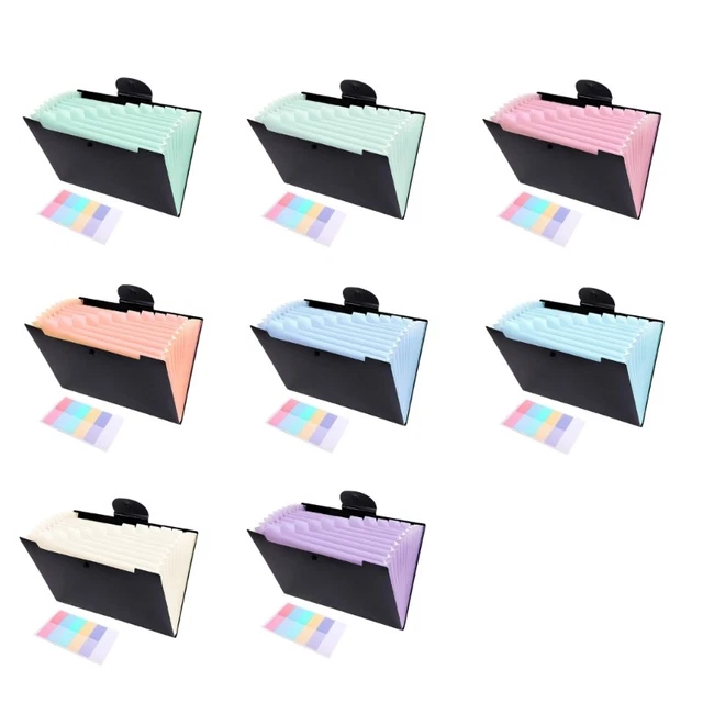 PLASTIC DOCUMENT ORGANISER Bag with 12 Pockets Elastic Closure for ...