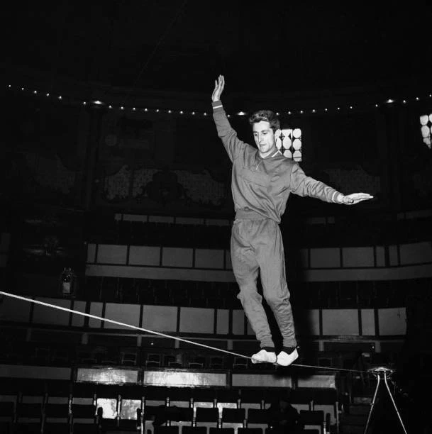MARCEL AMONT REHEARSING his tightrope act Gala de lUnion des Artis ...