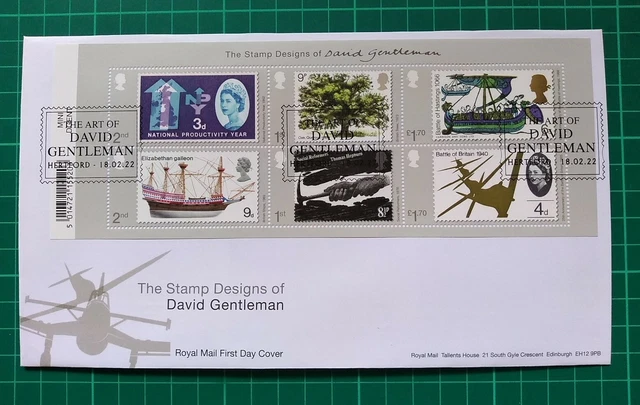 2022 THE STAMP Designs of David Gentleman BARCODE M/S FDC TheArt of DG ...