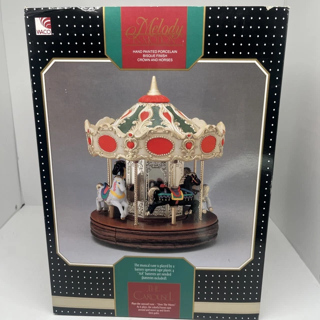 VINTAGE WACO MELODY In Motion Musical Carousel Hand Painted Porcelain ...