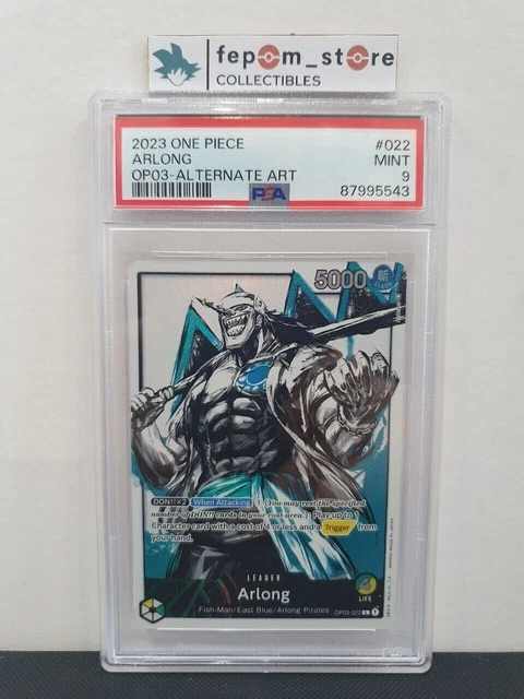 PSA9 MINT ENGLISH One Piece Card Game Arlong OP03-022 Leader Alternate ...