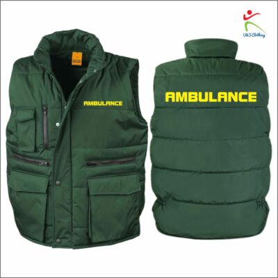 AMBULANCE BODYWARMER MEDIC First Aid Uniform Bottle Green Print Jacket ...