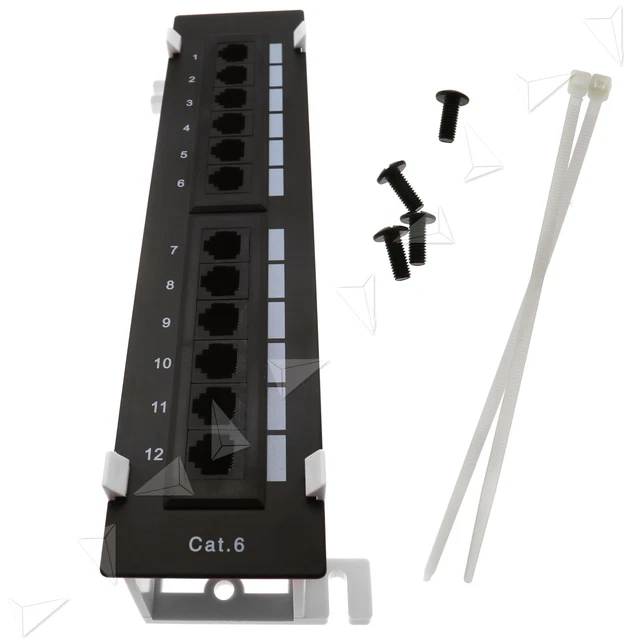 12 PORTS 110 Network Cat6 RJ45 Rack Wall Surface Mount Patch Panel ...