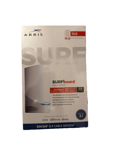 ARRIS SURFBOARD S33 Docsis 3.1 Multi-gigabit Cable Modem w/2.5 Gbps ...