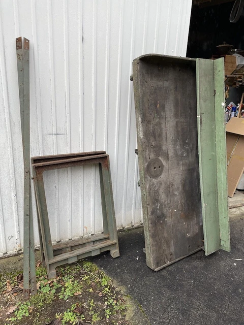 TABLE ETABLI ATELIER industriel table deco ancien bois métal mecanique fer indus EUR 190,00 ...