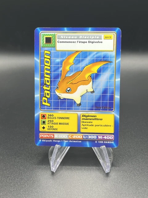 CARTE DIGIMON PATAMON Jd-13 Niveau Disciple 1er Édition Bandai 1999 FR Exc ++ EUR 12,90 ...