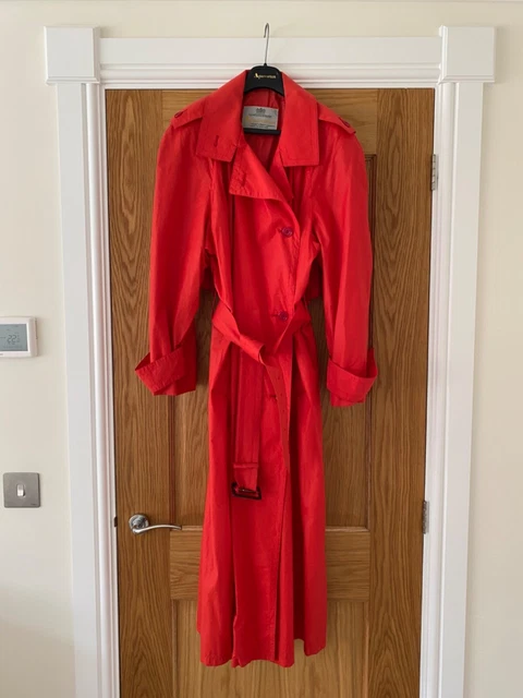 AQUASCUTUM STYLISH RED Mac Womens Half Lined Raincoat With Belt Size 14 ...
