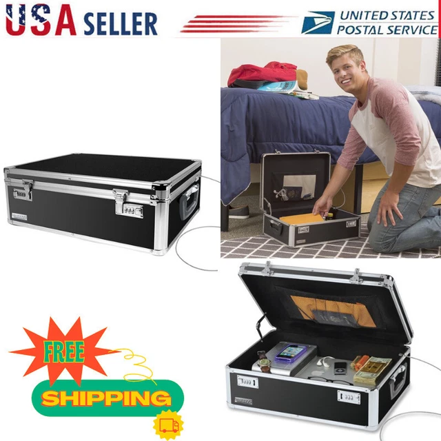 18& PORTABLE SECURITY Case Lock Box Safe Combination Lock Cable Gun ...