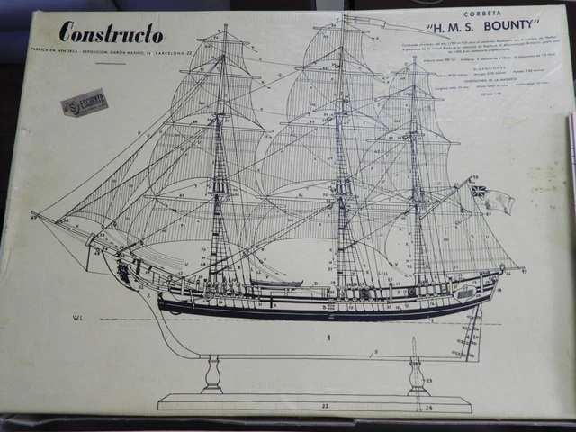 RARE CONSTRUCTO A-811 Corbeta HMS Bounty Wooden Model Kit 1:80 - 55 x ...