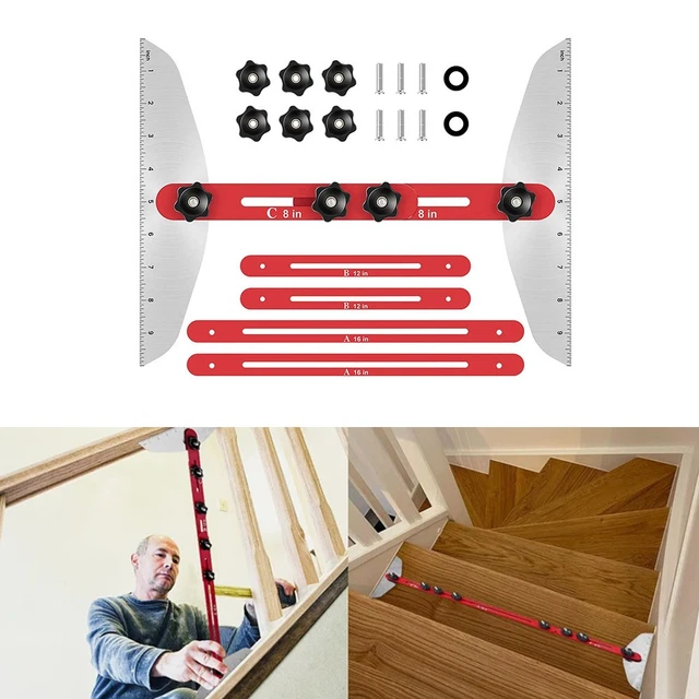 STAIR TREAD TEMPLATE Tool Measuring Steps Risers Ruler Adjustable Gauge ...