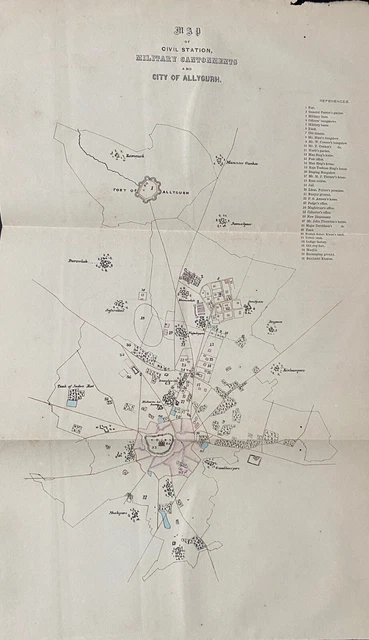 INDIA MILITARY MAP of Aligarh 1856 £25.00 - PicClick UK