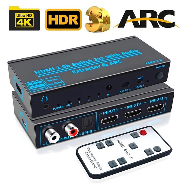 HDMI SWITCH 3 in 1 Out 4K@60Hz, HDMI Splitter Switcher with Remote Control £20.89 - PicClick UK