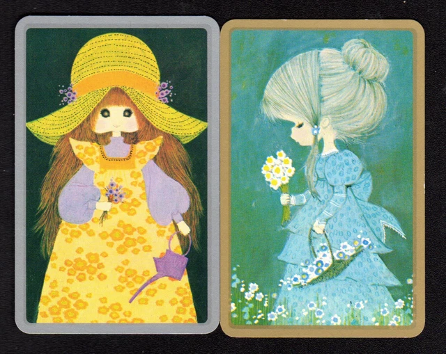 VINTAGE SWAP/PLAYING CARDS - Pretty Girls Pair (Gold & Silver Borders ...