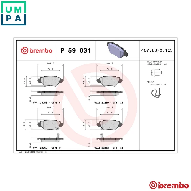 BRAKE PAD SET DISC BRAKE P 59 031 FOR HOLDEN ZAFIRA ASTRA/Convertible ...