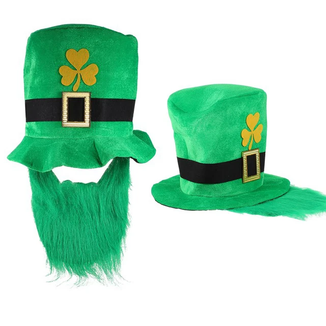 LEPRECHAUN TOP HAT St Patricks Day Dress Up Soft Gift With Ginger Beard ...