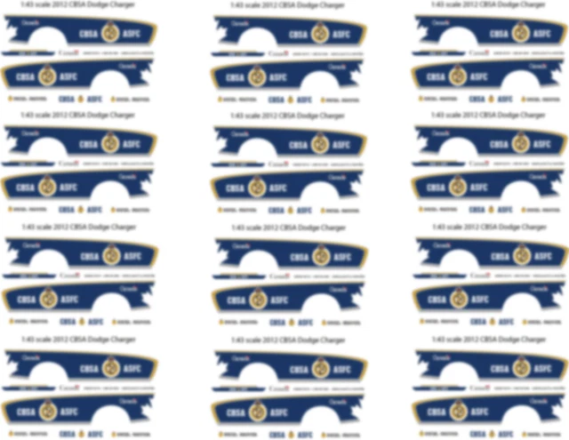 1:43 DECALS CBSA Canada Border Services Agency First Response Frr Dodge ...