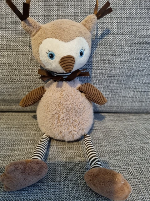 JELLYCAT FLAPPER OWL Chime Brown Soft Toy Plush Teddy Soother Comforter ...